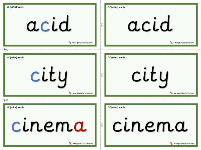 soft c phonics worksheets and games - Galactic Phonics