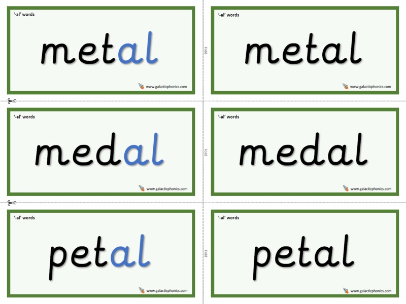 -al phonics worksheets and games - Galactic Phonics
