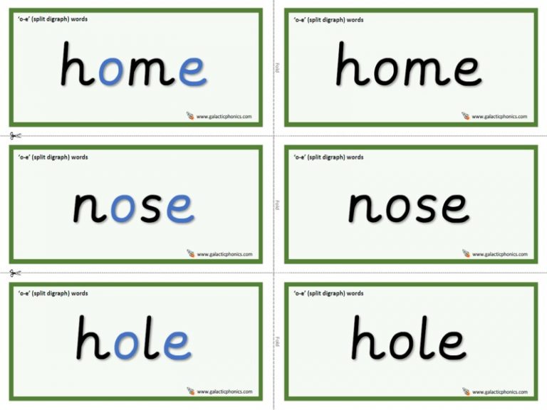 Free 'o-e' (split digraph) worksheets and games - Galactic Phonics