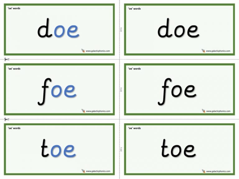 Free 'oe' worksheets and games - Galactic Phonics