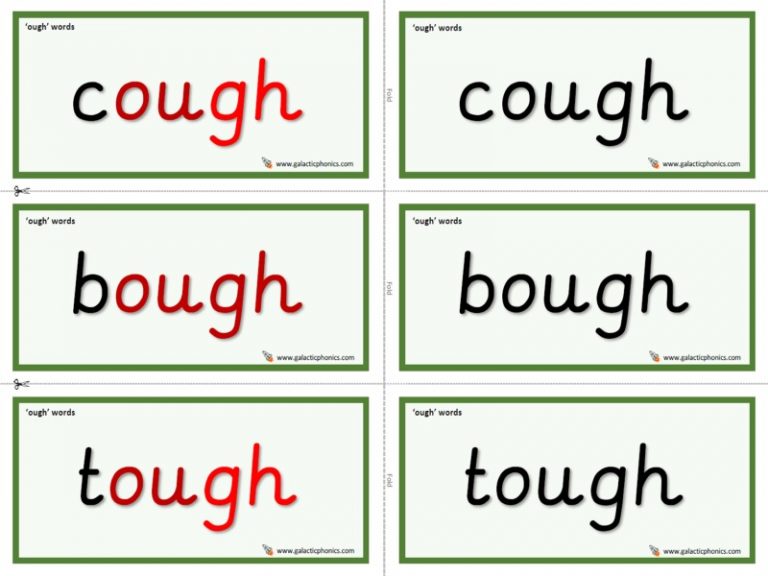 ough phonics worksheets and games - Galactic Phonics