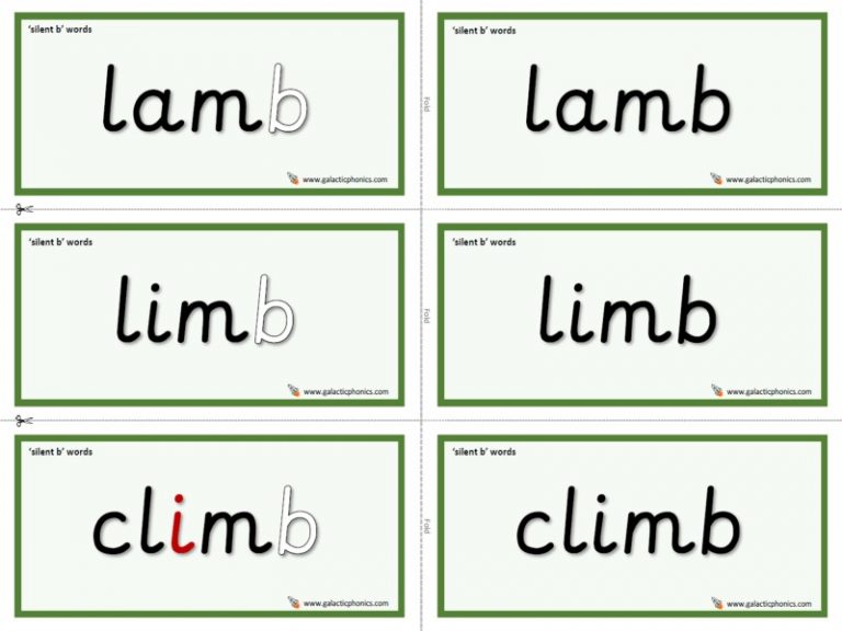 silent b phonics worksheets and games - Galactic Phonics