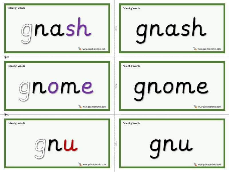 silent g phonics worksheets and games - Galactic Phonics