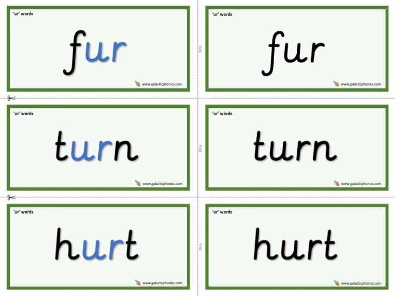 'ur' phonics worksheets and games - Galactic Phonics