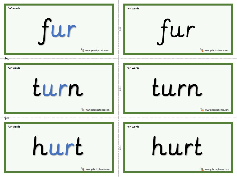 'ur' phonics worksheets and games - Galactic Phonics