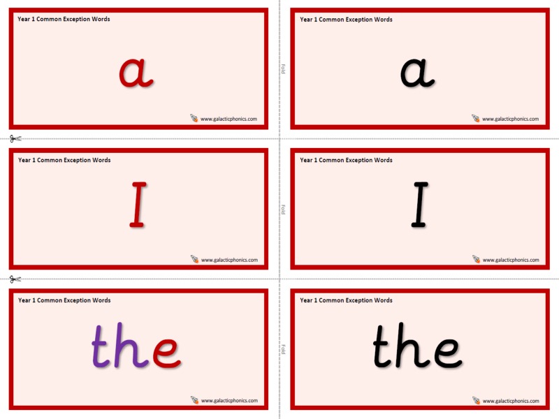 Year 1 Common Exception Words - Galactic Phonics