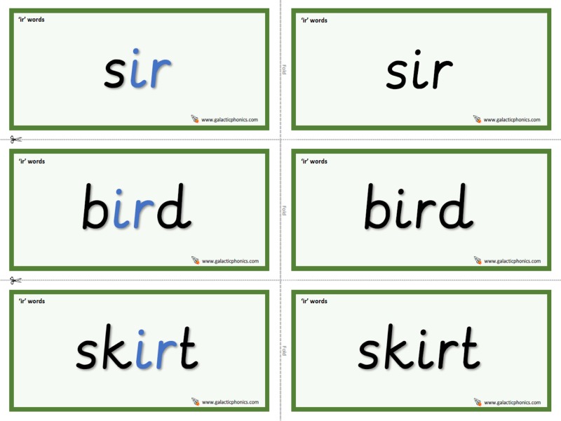 'ir' phonics worksheets and games - Galactic Phonics