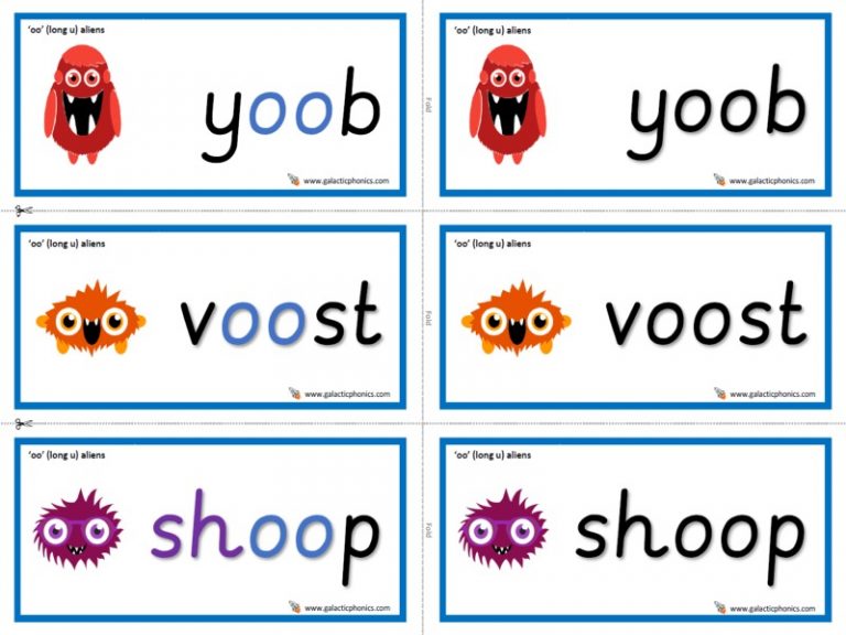 Free 'oo' (long u) worksheets and games - Galactic Phonics