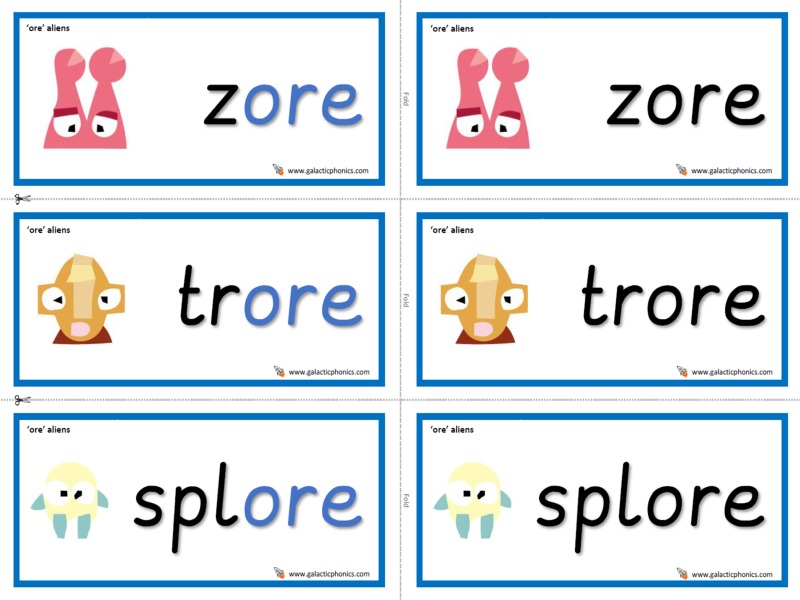 'ore' phonics worksheets and games - Galactic Phonics