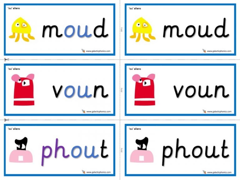 'ou' phonics worksheets and games - Galactic Phonics