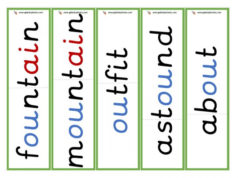 'ou' phonics worksheets and games - Galactic Phonics
