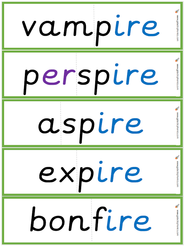 'ire' phonics worksheets and games - Galactic Phonics