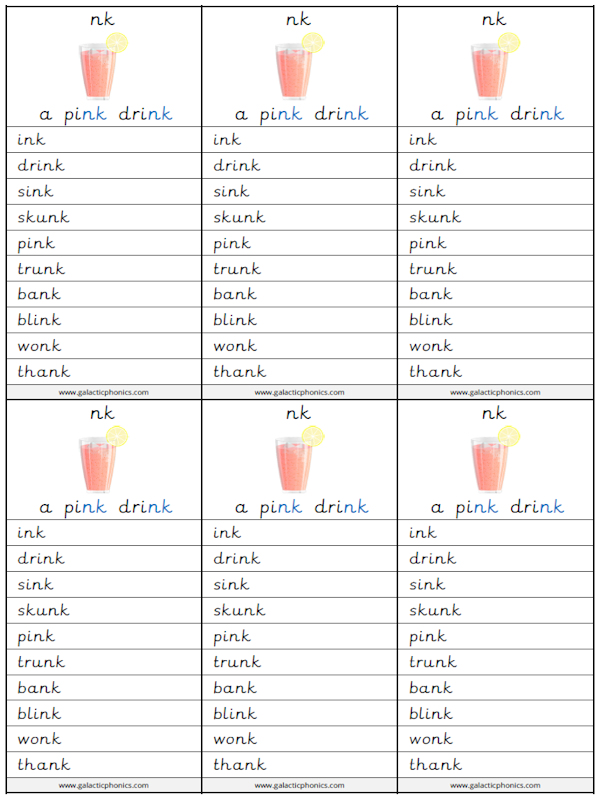 nk worksheets and games - Galactic Phonics
