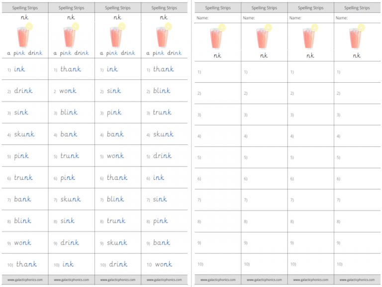 nk worksheets and games - Galactic Phonics