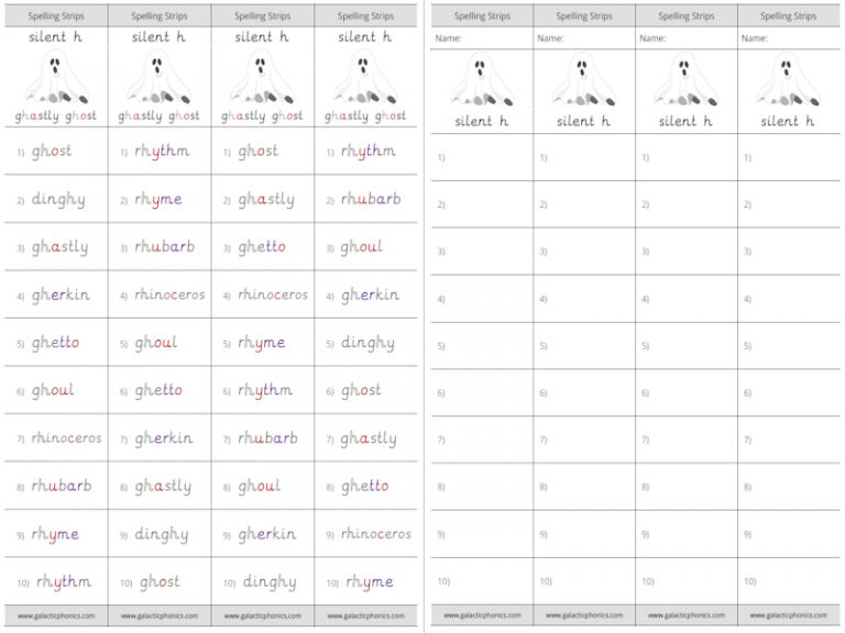 silent h phonics worksheets and games - Galactic Phonics