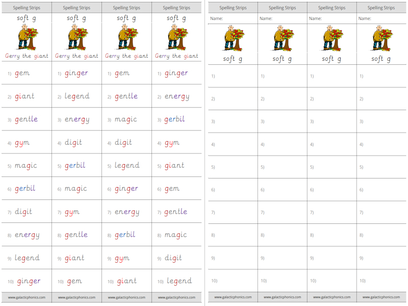 soft g phonics worksheets and games - Galactic Phonics