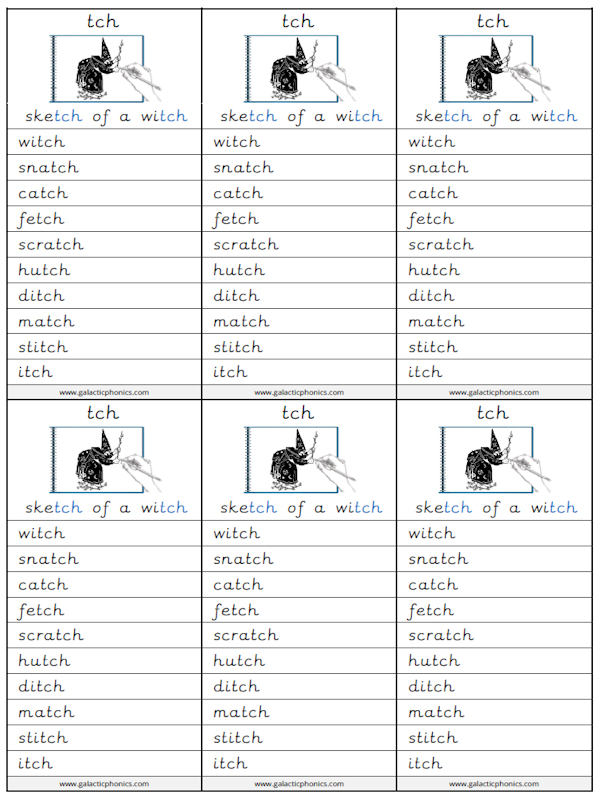 tch phonics worksheets and games - Galactic Phonics