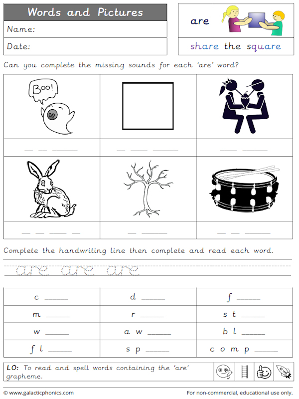 are phonics worksheets and games - Galactic Phonics