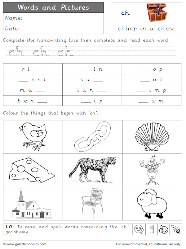 ch worksheets and games - Galactic Phonics