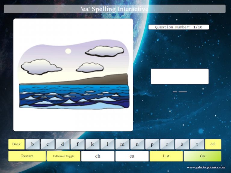 Free 'ea' phonics worksheets and games - Galactic Phonics