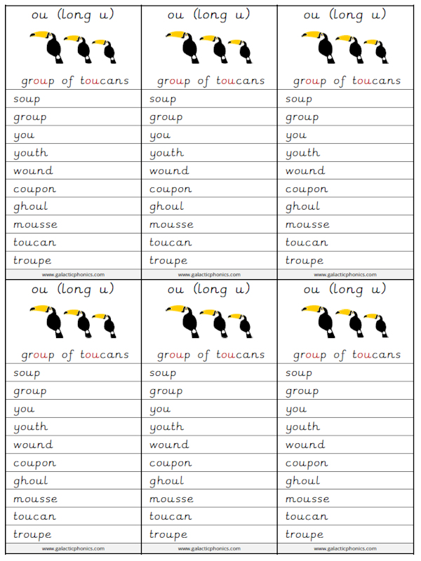 long u phonics worksheets and games - Galactic Phonics