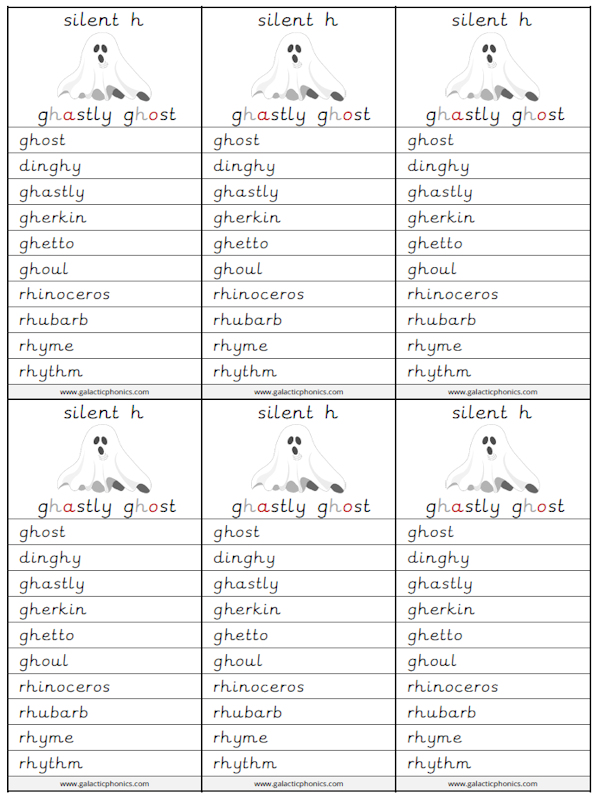 silent h phonics worksheets and games - Galactic Phonics
