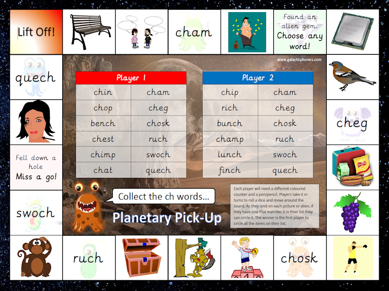ch worksheets and games - Galactic Phonics