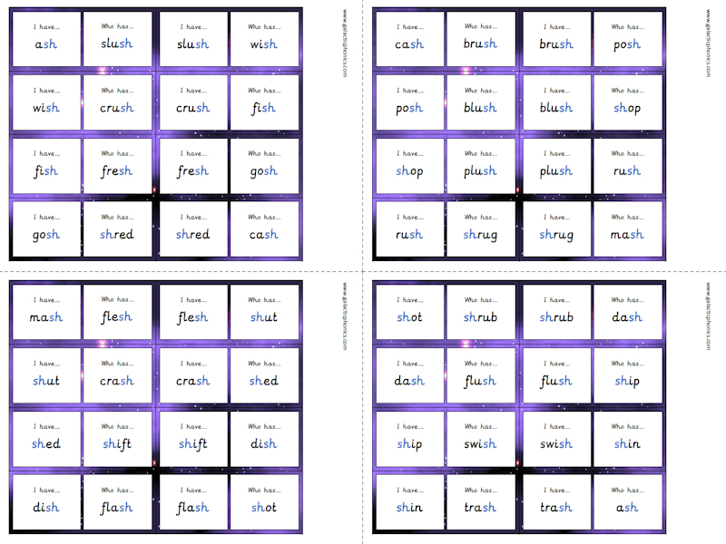 sh phonics worksheets and games - Galactic Phonics