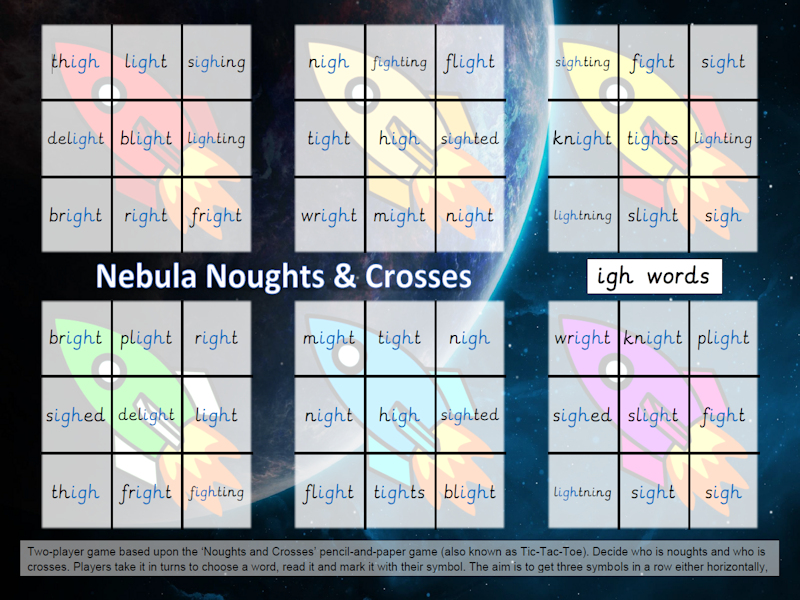 Free 'igh' phonics worksheets and games - Galactic Phonics