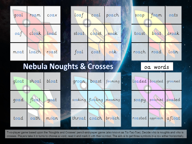 Free 'oa' worksheets and games - Galactic Phonics