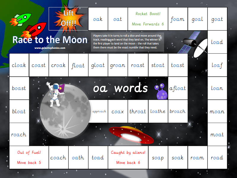 Free 'oa' worksheets and games - Galactic Phonics