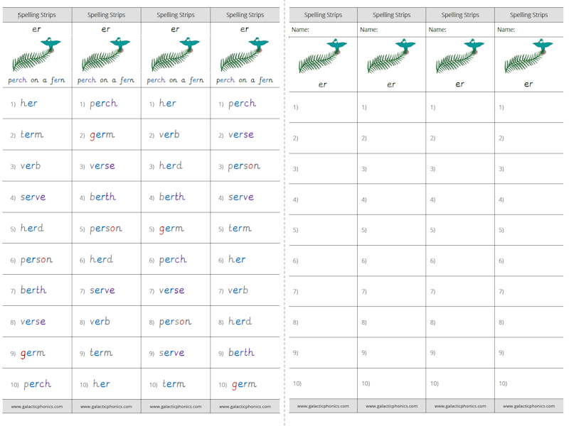 'er' (stretched) worksheets, games and resources - Galactic Phonics