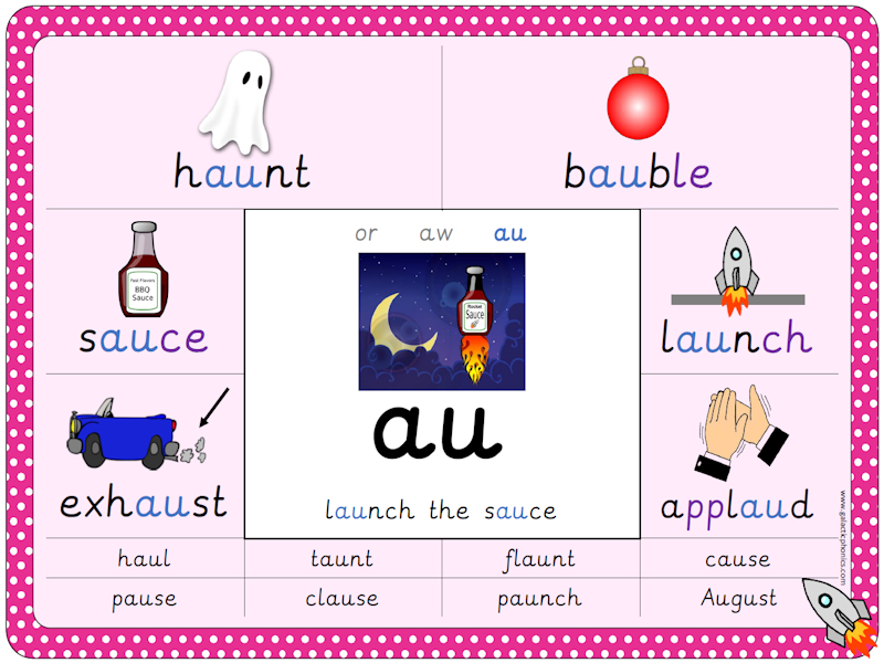 au phonics worksheets and games - Galactic Phonics