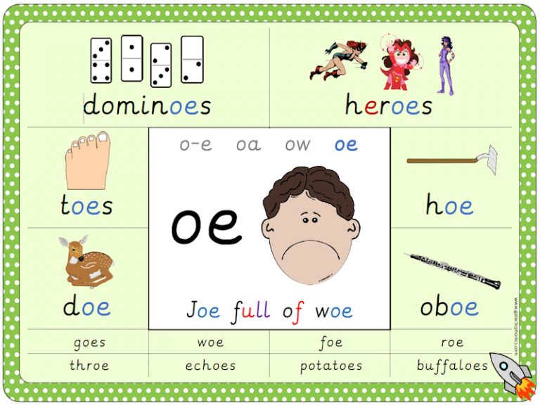 Free 'oe' worksheets and games - Galactic Phonics