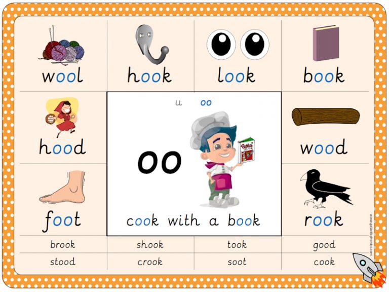 'oo' (as in look) phonics worksheets and games - Galactic Phonics