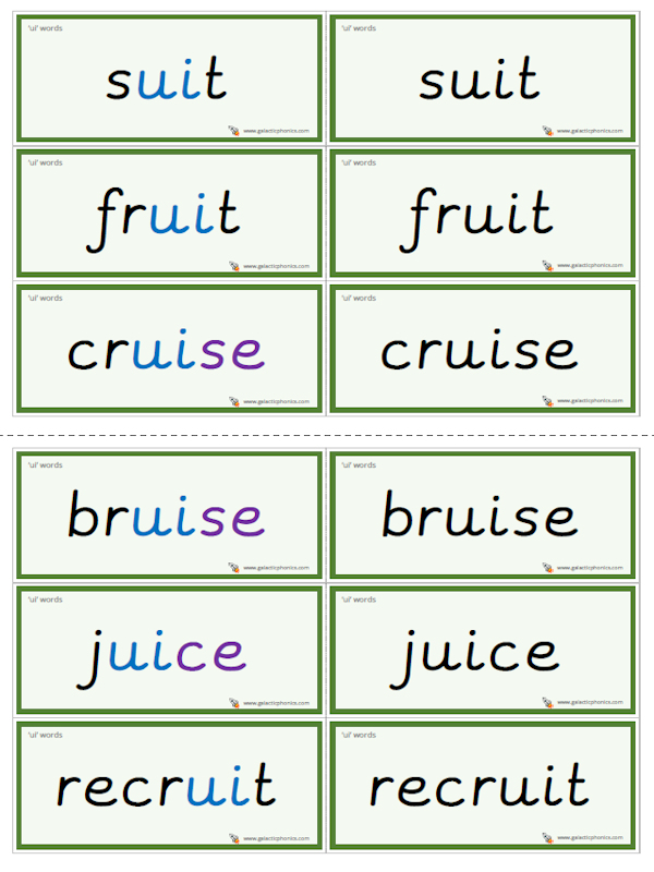 Free 'ui' phonics worksheets and games - Galactic Phonics