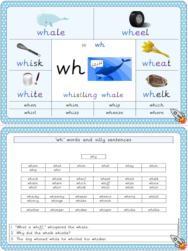 wh phonics worksheets and games - Galactic Phonics