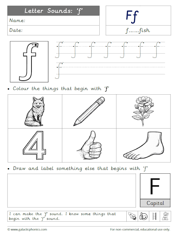 Group 1 Set 5: h b f l ff ll ss - Galactic Phonics