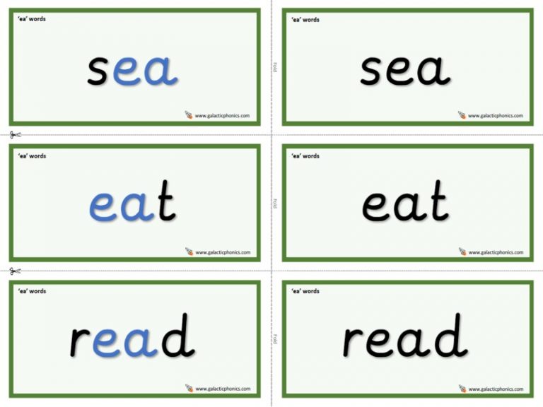 Free 'ea' phonics worksheets and games - Galactic Phonics