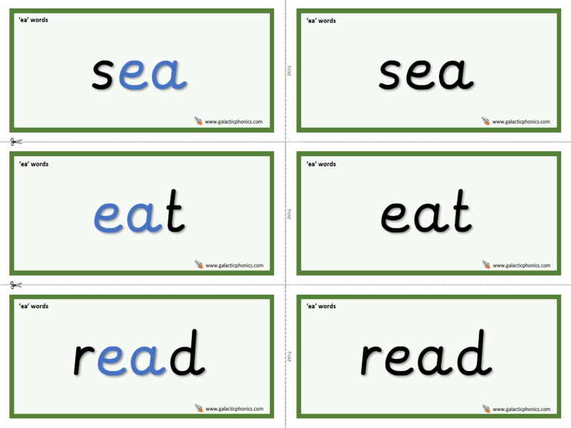 Free 'ea' phonics worksheets and games - Galactic Phonics