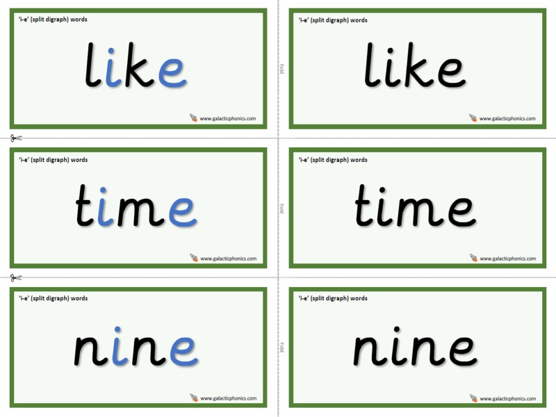 ie split digraph worksheets and games - Galactic Phonics