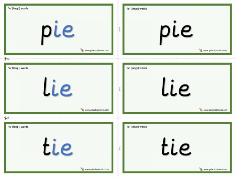 Free 'ie' (long i) worksheets and games - Galactic Phonics