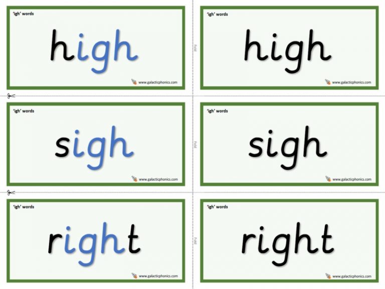 Free 'igh' phonics worksheets and games - Galactic Phonics