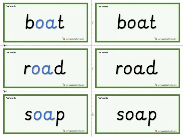 Free 'oa' worksheets and games - Galactic Phonics