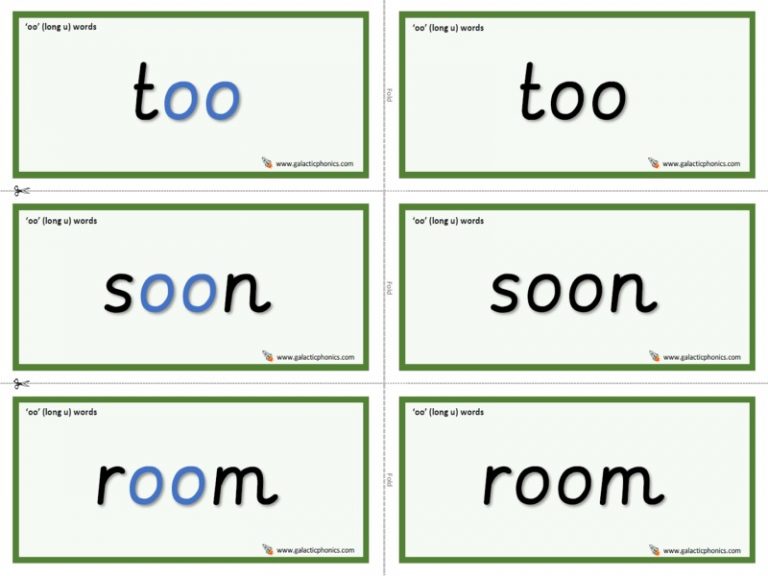 Free 'oo' (long u) worksheets and games - Galactic Phonics