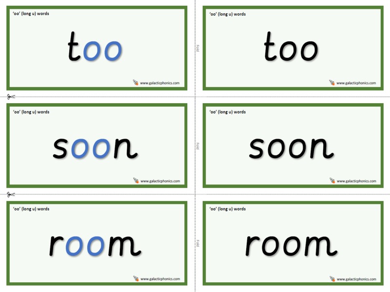 Free 'oo' (long u) worksheets and games - Galactic Phonics