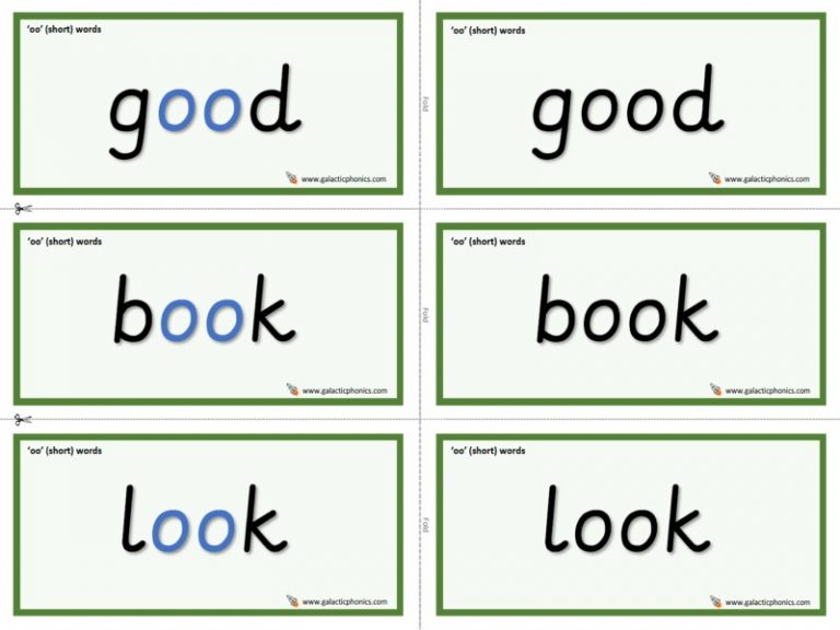 'oo' (as in look) phonics worksheets and games - Galactic Phonics