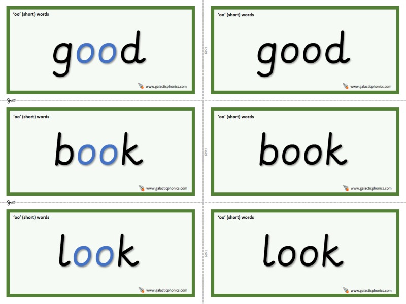 'oo' (as in look) phonics worksheets and games - Galactic Phonics