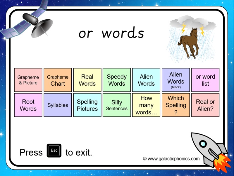 or phonics worksheets and games - Galactic Phonics