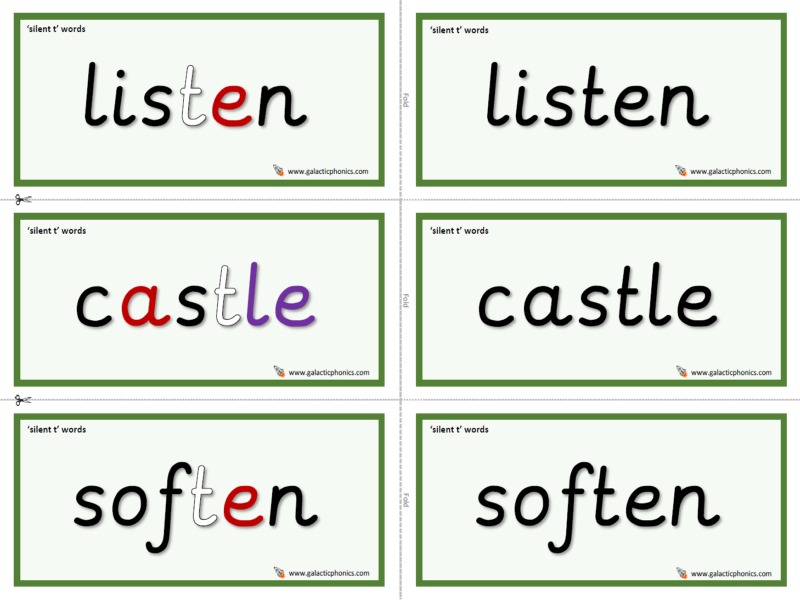 silent t phonics worksheets and games - Galactic Phonics